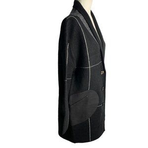 Kerisma | Jackets & Coats | Kerisma Shawl Collar Grid Coat Sm Black Buttons Faux Leather Pockets ...